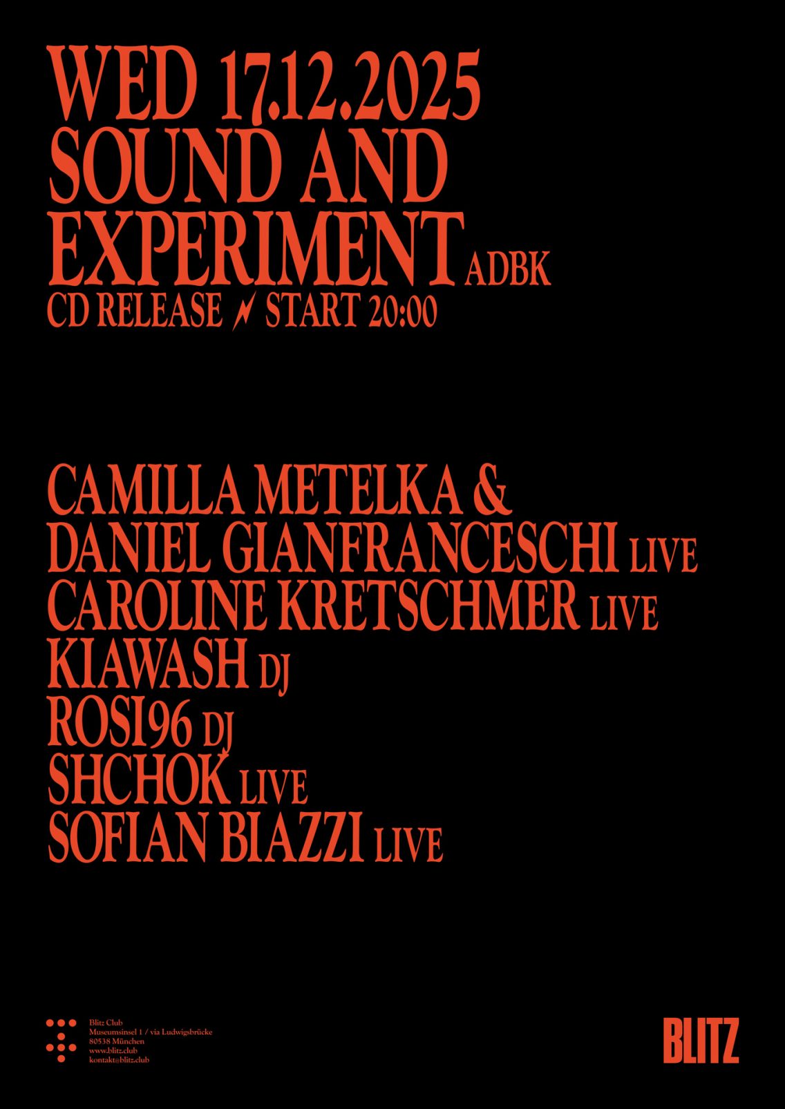 LIVE AT BLITZ: Sound and Experiment (ADBK) [20:00 – 01:00] – Blitz